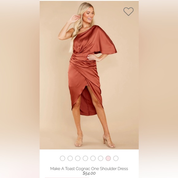 DO+BE | Dresses | Nwt Make A Toast Cognac One Shoulder Dress Red Dress ...